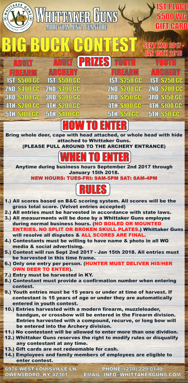 Whittaker Guns | Big Buck Contest | The Buck Advisors